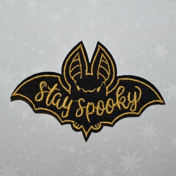Accessories | Little Black Gold Stay Spooky Bat Iron On Patch | Poshmark